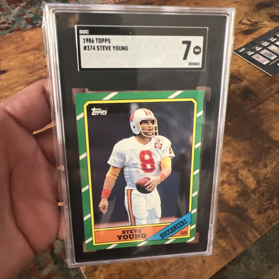 1986 Topps Steve Young Rookie Card RC #374 Football SGC 7 49ers ...
