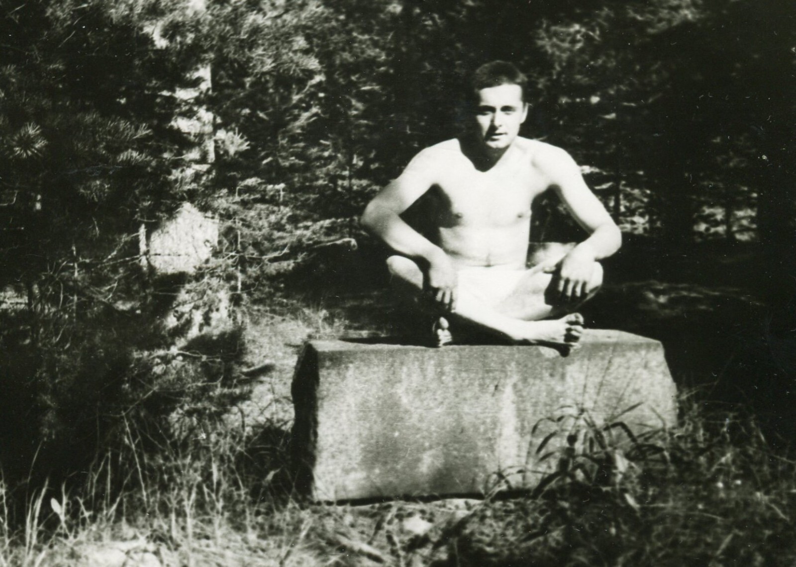Shirtless Handsome young man NAVY sailor bulge beach beefcake gay vtg ...