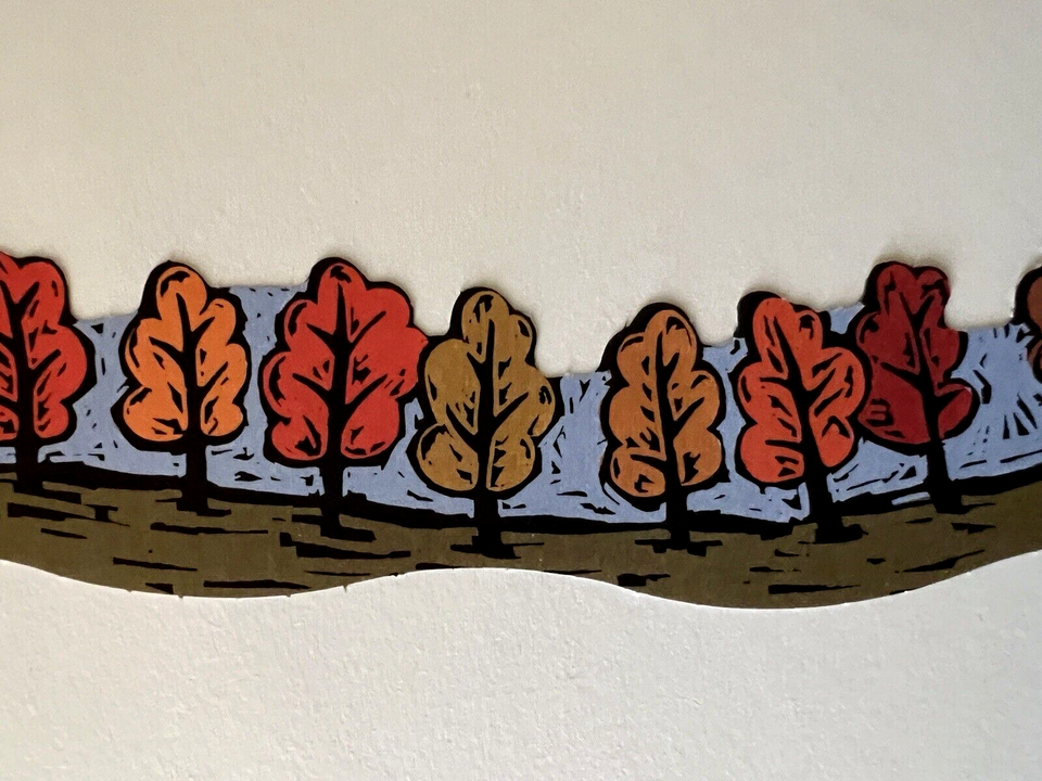 FALL Colored Leaves Tree Border Die Cut Cardstock Paper Scrapbook ...