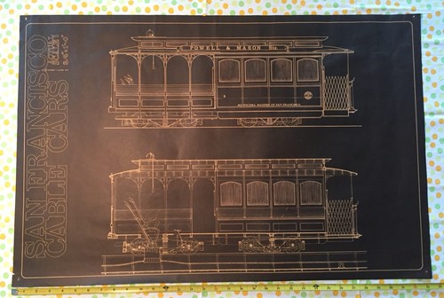 Original Vintage Cable Cars Drawing Poster San Francisco - Allison 1974 ...