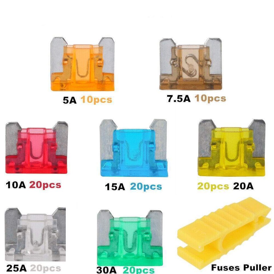120Pcs 5A-30A Assortment Low Profile Micro Mini Blade Fuse Set Kit Car ...