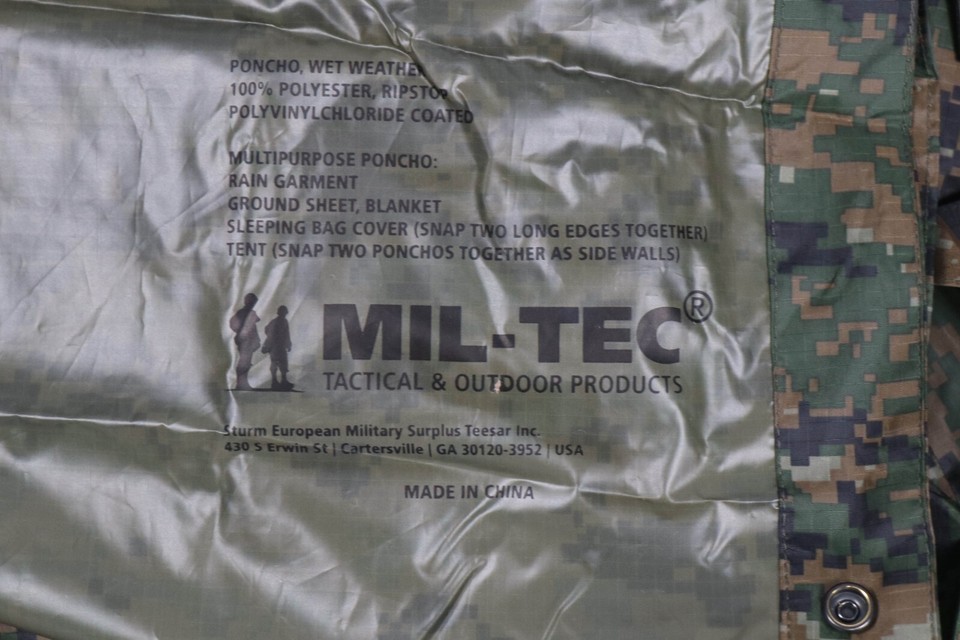 Mil-Tec Woodland MARPAT Rain Poncho Marine Corp USMC Type Waterproof ...