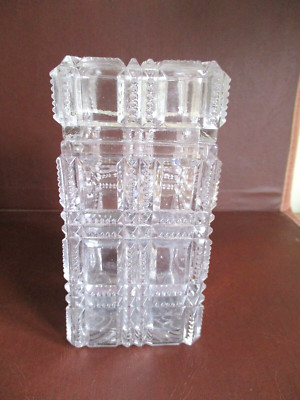 Antique Boudoir Vanity Jar Glass Box Hobnail Pressed Glass Dressing ...