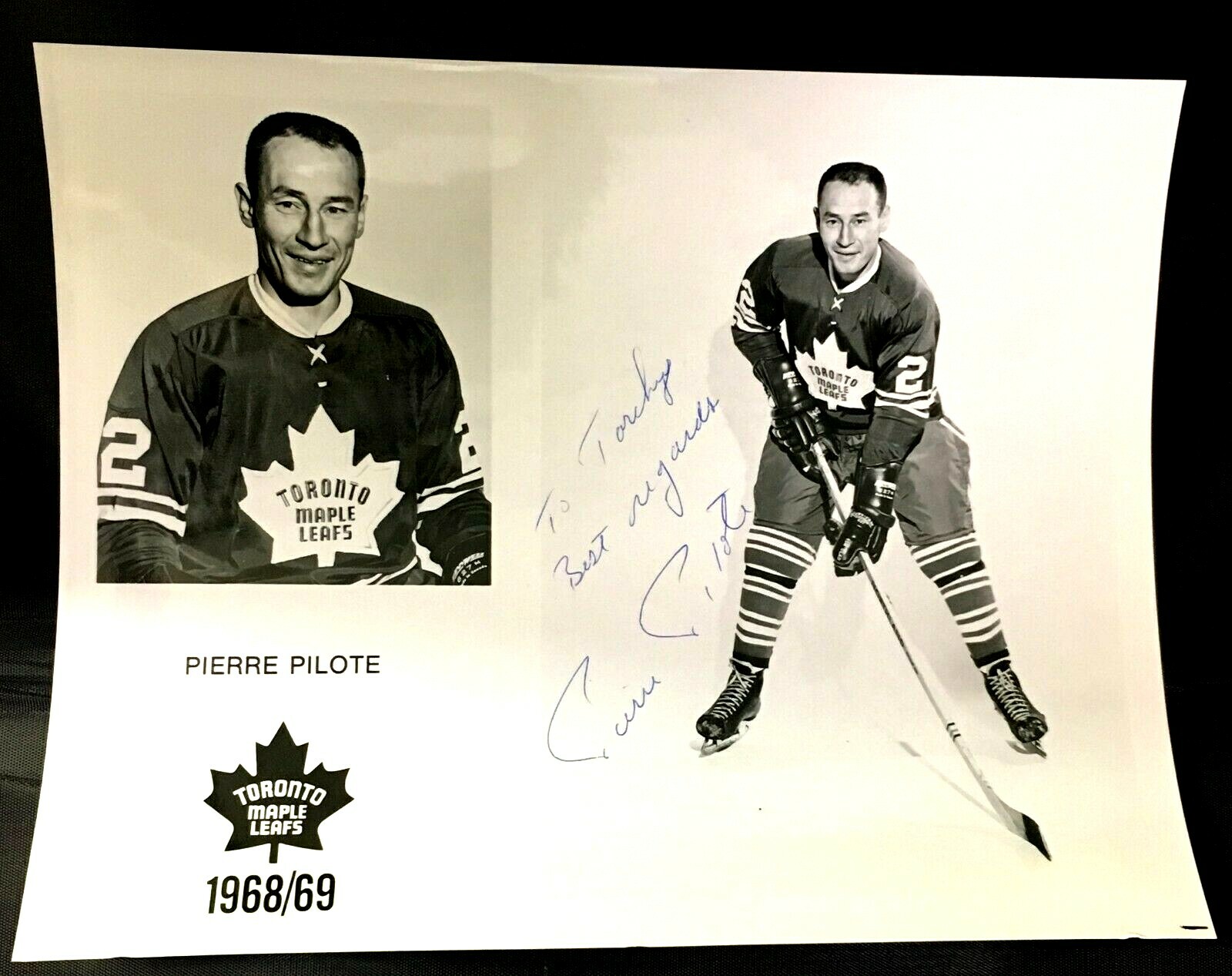 1968-69 Pierre Pilote Toronto Maple Leafs Autographed Photo NHL Team ...