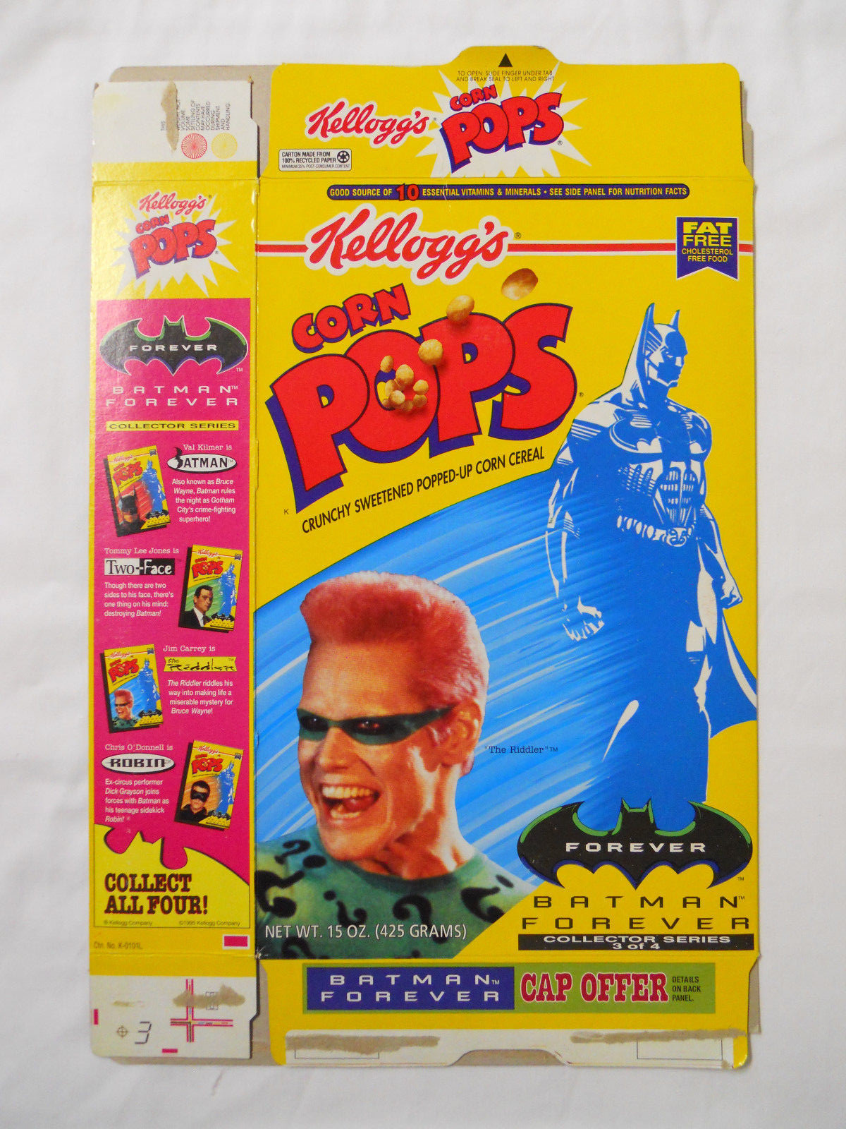 1995 Kellogg's Corn Pops Batman Forever Cereal Box-Riddler | eBay