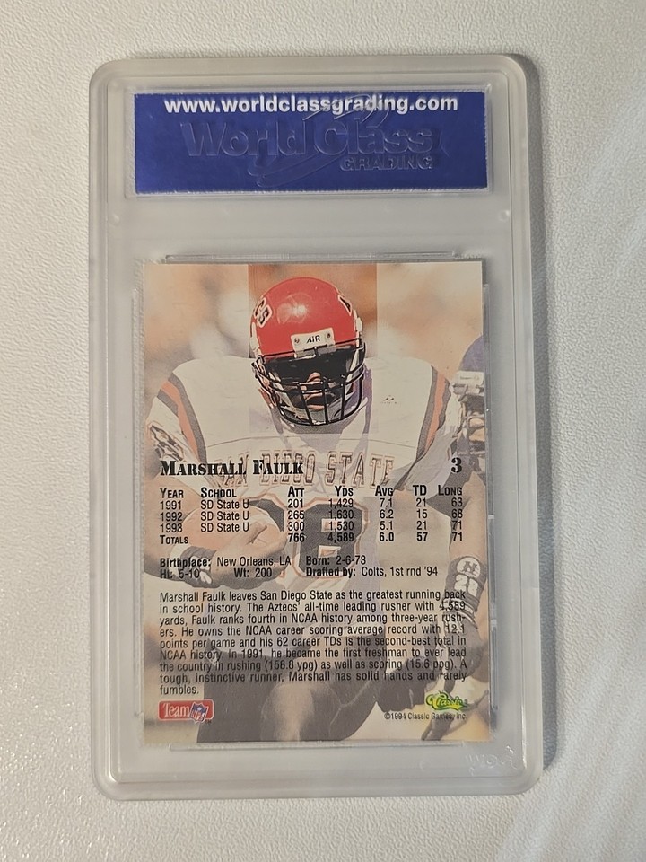 1994 Classic Nfl Draft Marshall Faulk Rookie Wcg 10 | eBay