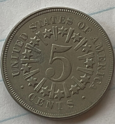 N14 1866 Rays Shield Nickel high About Uncirculated collector pc. Free ...