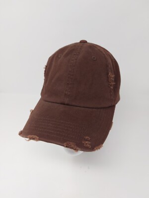 District Threads Brown Distressed Strap Back Dad Hat Adjustable Cap | eBay