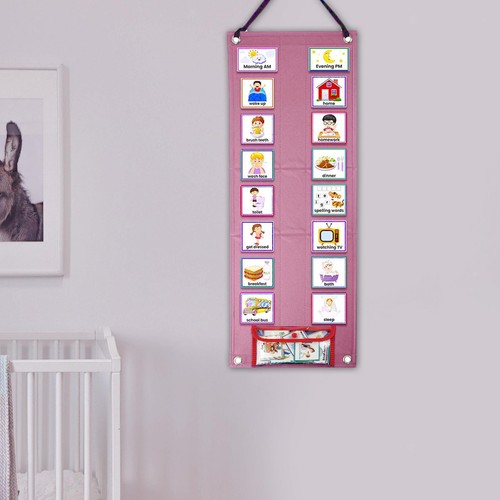 Kids Visual Schedule Calendar Portable Teaching Aids Daily Routine Card ...