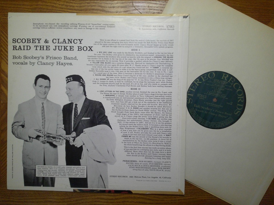 STEREO RECORDS LP RECORD/BOB SCOBEY FRISCO BAND/CLANCY HAYES/RAID THE ...