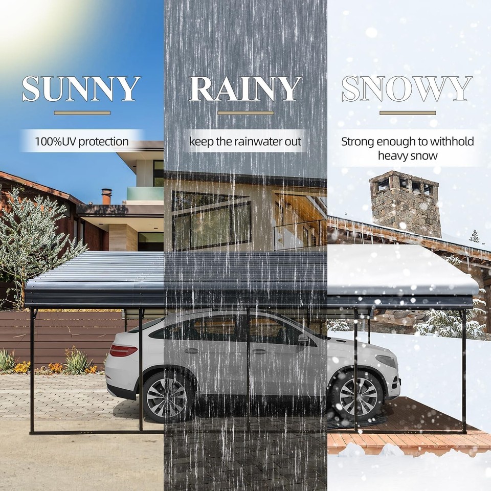 20x20ft Metal Carport Heavy Duty Upgraded Reinforce Car Shelter Garage ...