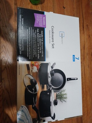 Mainstays MS55-080-305-01 7 Piece Non-Stick Cookware Set Black | eBay
