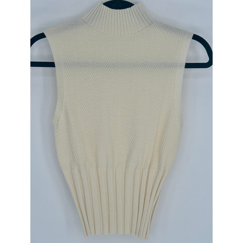 Cream Turtle Neck Sleeveless Knitted Sweater Size S/M | eBay