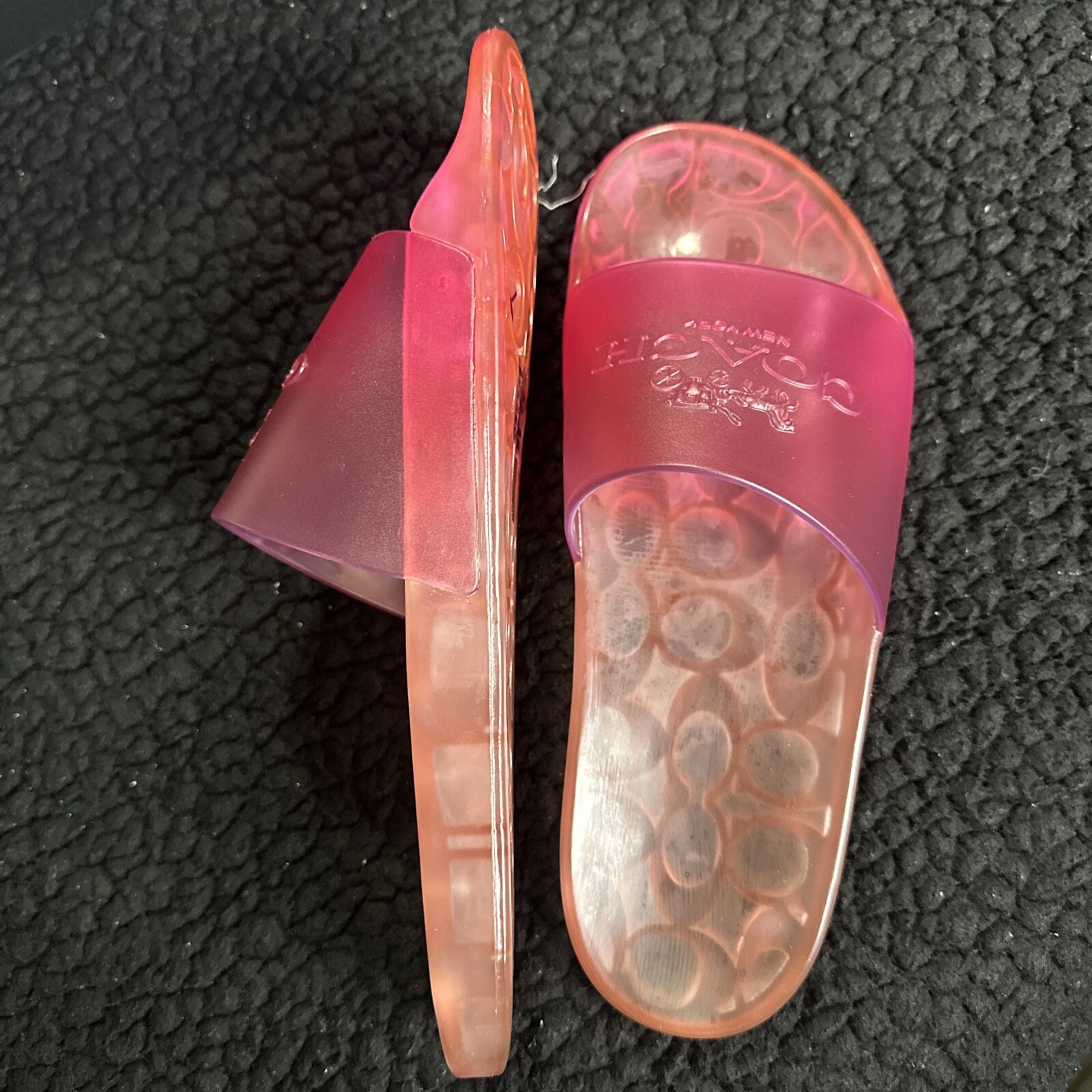 COACH+Slide+Ulyssa+Rubber+Slide+Translucent+Bold+Pink+Size+10 for sale ...