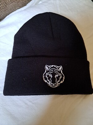 Embroidered Tiger Knit Hat Black | eBay
