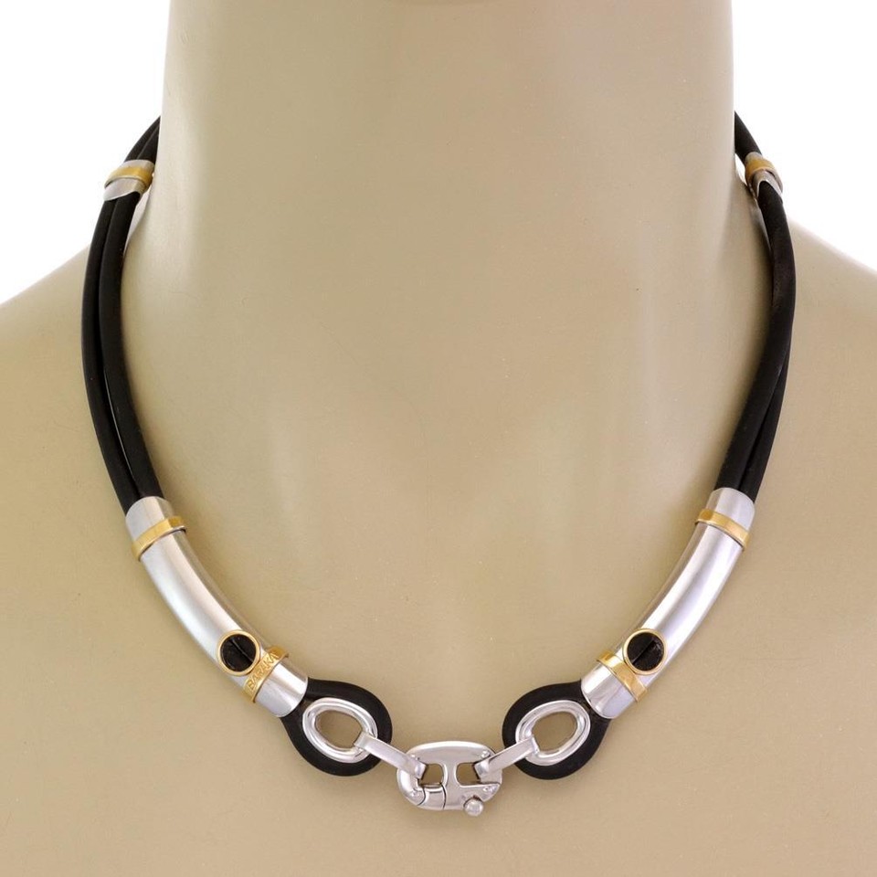 Baraka Italy 18k Two Tone Gold Rubber Collar Necklace - LIQUIDATION | eBay