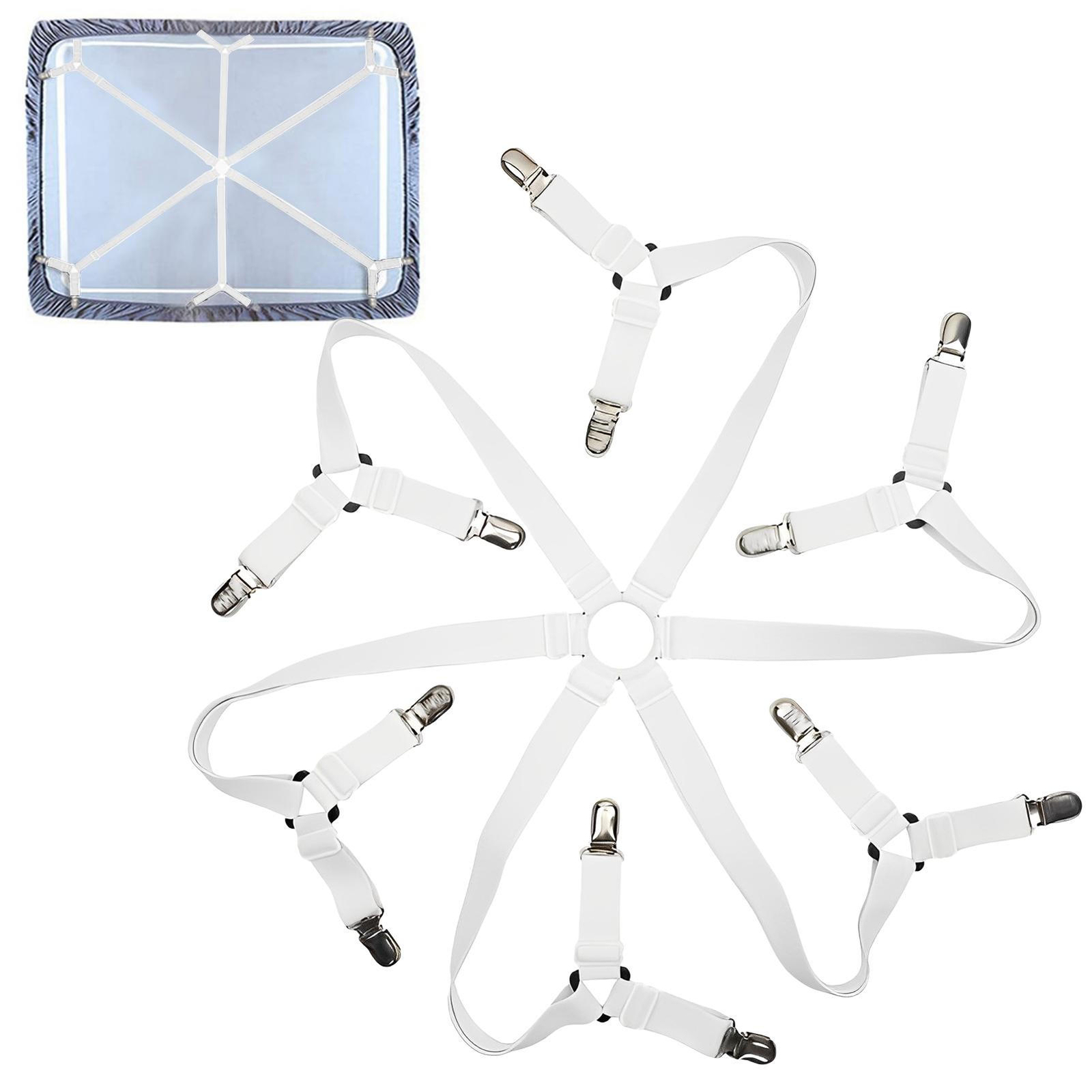 12 Clips Bed Sheet Holder Fasten Straps Adjustable Elastic Suspenders ...