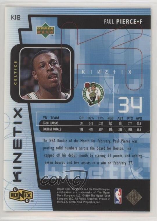 1998-99 Upper Deck Ionix Kinetix Paul Pierce #K18 HOF 0ls | eBay
