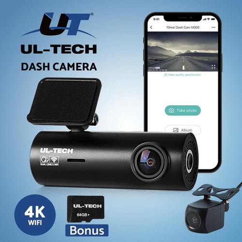 UL-tech 4K Dash Camera Front and Rear Dash Cam DVR WiFi Free Hardwire ...