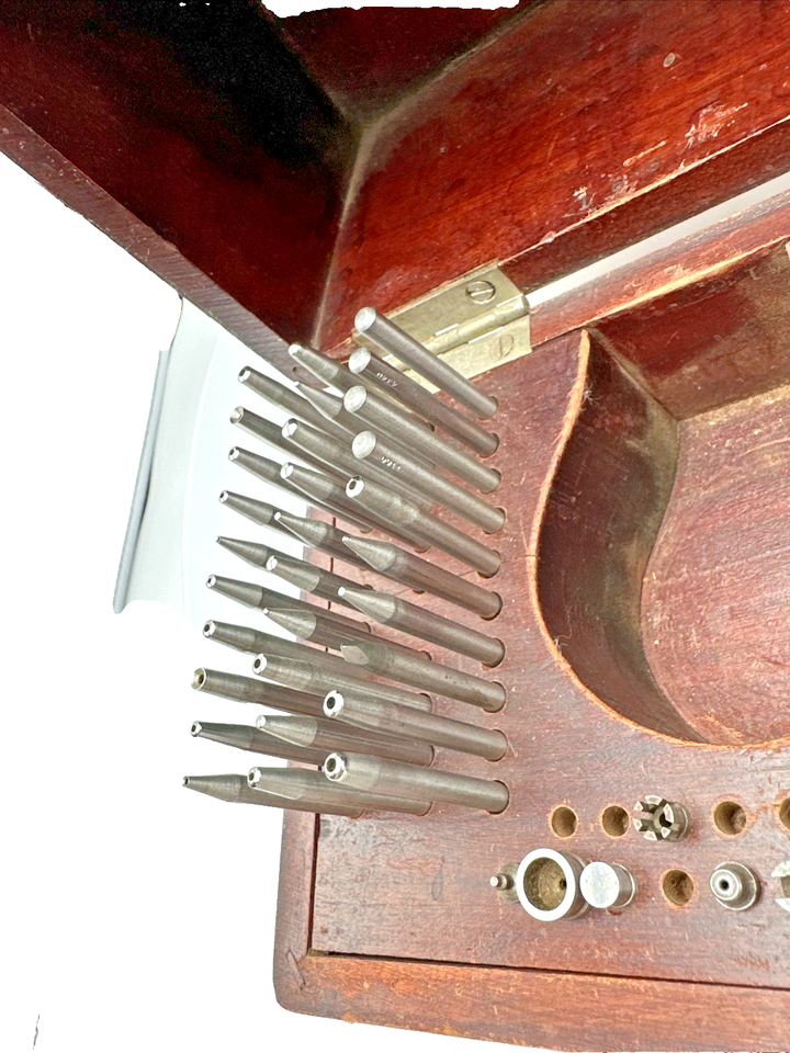 VINTAGE LOUIS LEVIN & SON WATCHMAKER STAKING REPAIR TOOL KIT WITH K&D ...