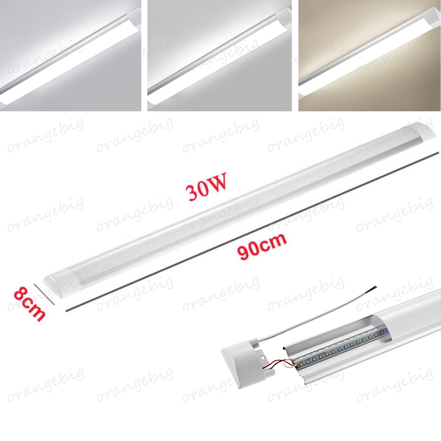 LED Batten Tube Light Fluorescent Strip Lights Garage Workshop Fitting ...
