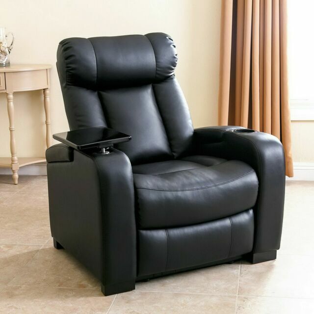 Pulaski Larson Power Recliner with USB and Armrest Storage - Black for ...