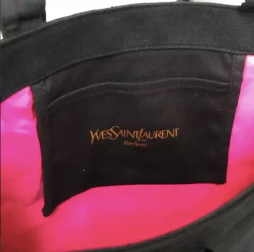 Yves Saint Laurent YSL Tote Bag Black Gold Embroidery Logo Novelty ...