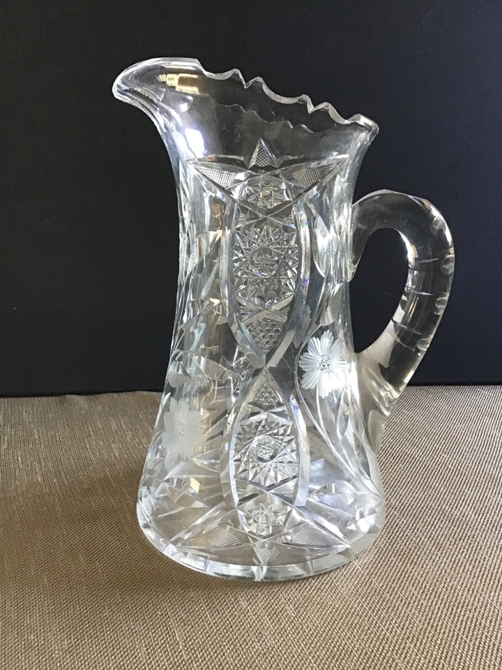 RARE American Brilliant Cut Glass Intaglio Daisies Pattern Water ...