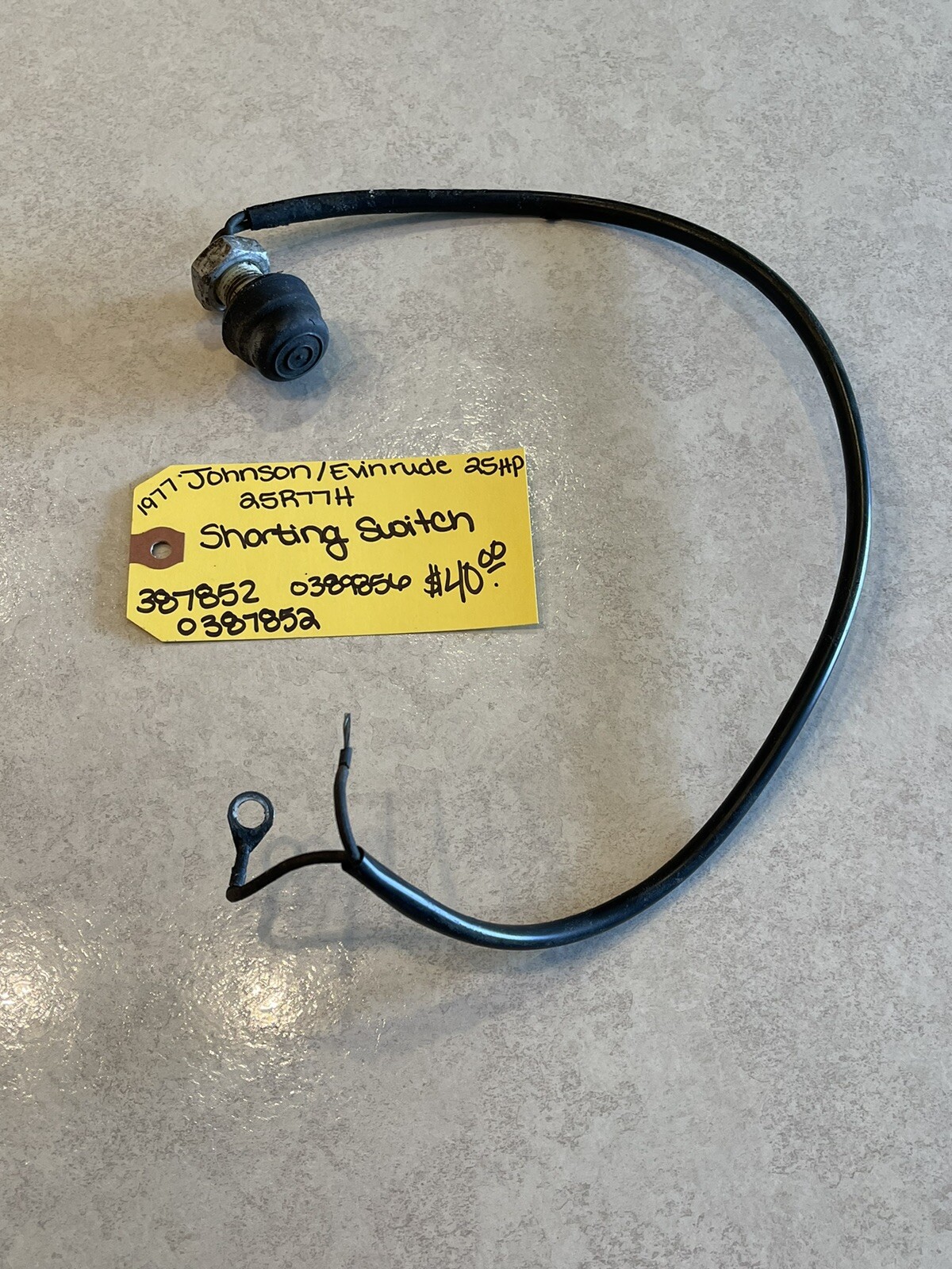 Johnson / Evinrude 25 HP Shorting Switch / Stop Switch #387852, 0387852 ...