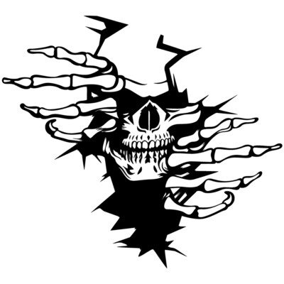 2x Car Truck Hood Side Body Vinyl Skull Face Graphics Decal Black Skull ...