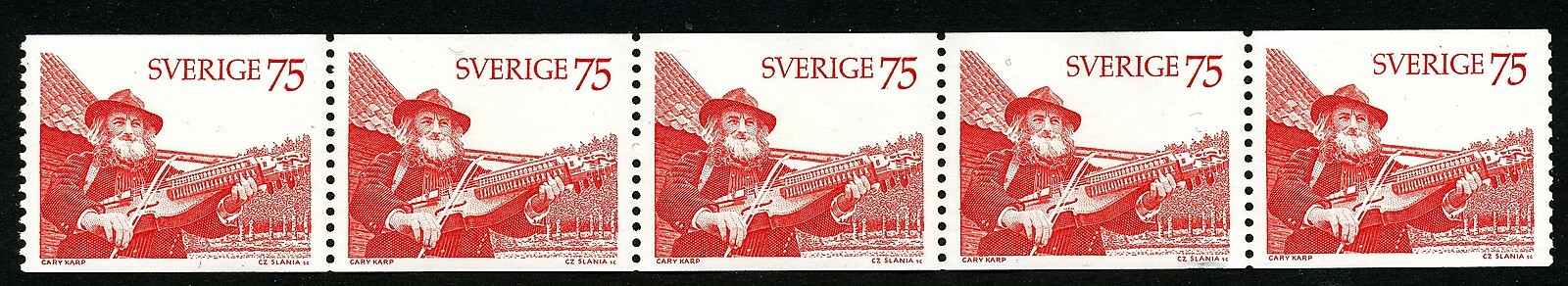 Sweden 1975 Keyed fiddle. Strip of five. Engraver Slania. MNH | eBay