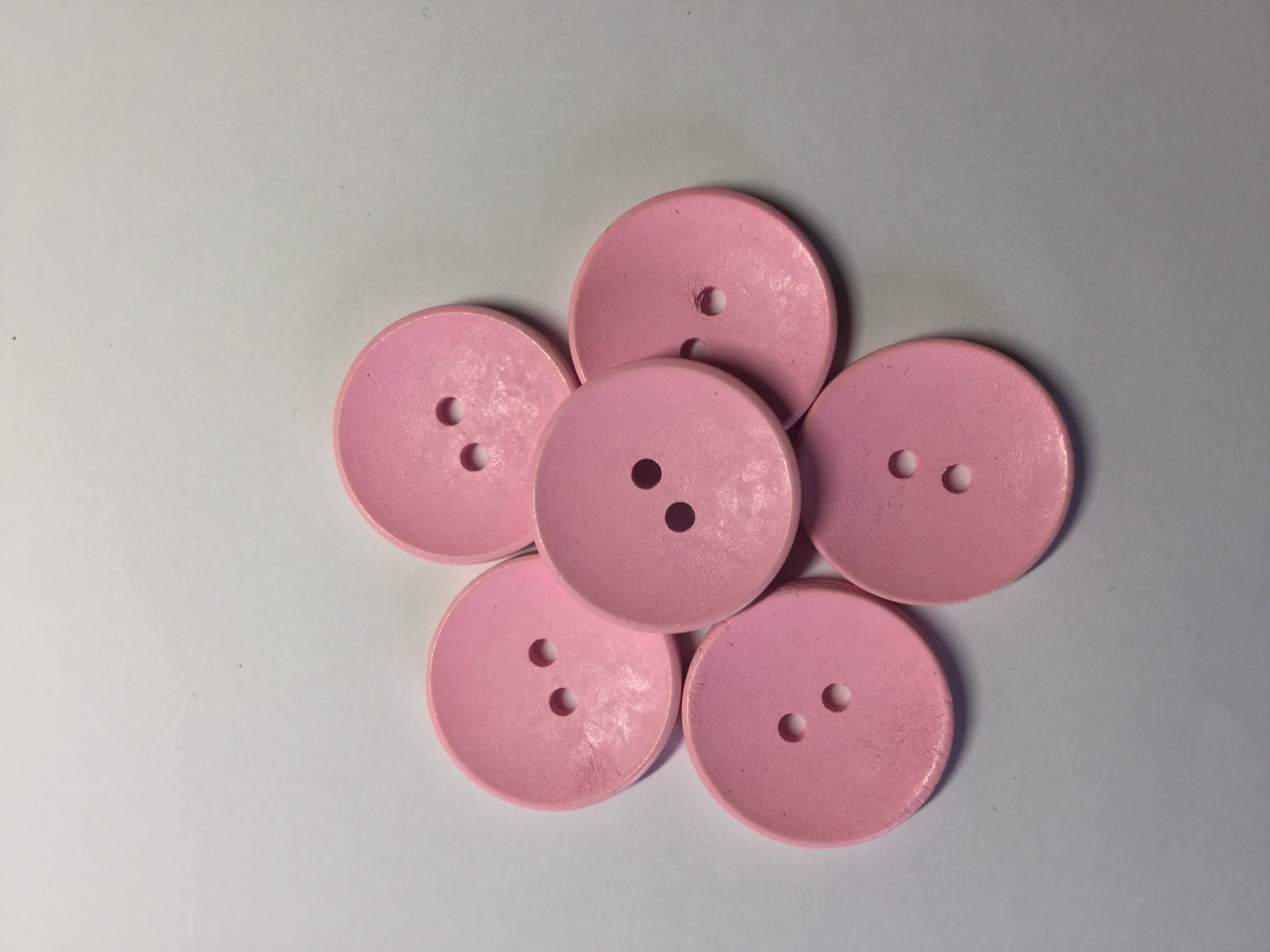6 Pale Pink Wooden Buttons. 30mm. Two Holes. Ideal for sewing ...