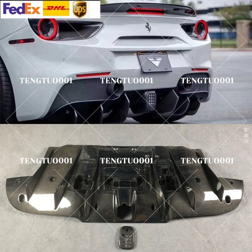 For Ferrari 488 Carbon Fiber Rear Trunk Bumper Diffuser Lip Splitter ...