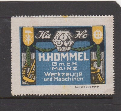 German Advertising Stamp- H. Hommel "Ha-Ho" Tools & Machines, Mainz ...