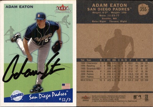 Adam Eaton Signed 2002 Fleer Tradition #355 Card San Diego Padres Auto ...