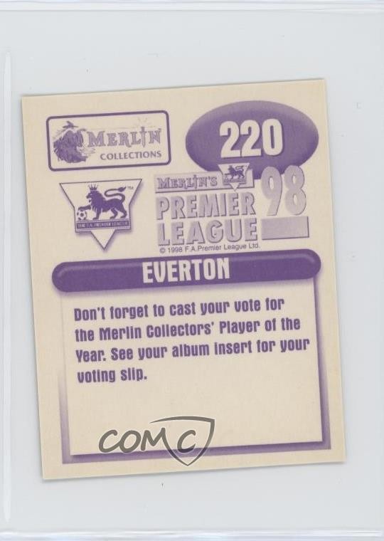 1997-98 Merlin English Premier League Album Stickers Home Kit Everton ...