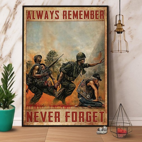 Veterans Always Remember Never Forget Retro Army Vertical Paper Poster ...