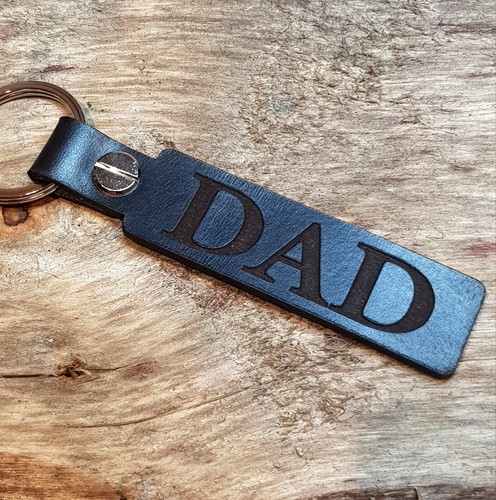 DAD Leather Keyring Keychain Key Fob Black | eBay