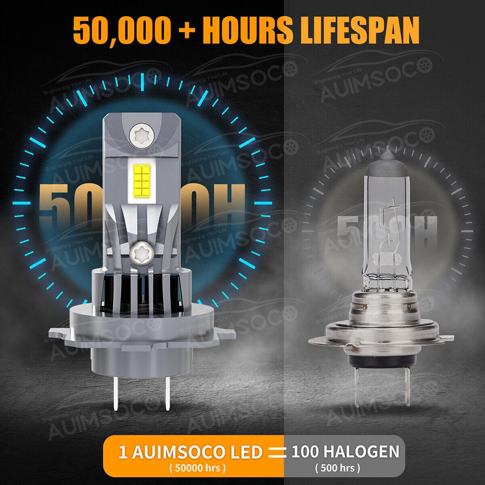 H7 + H7 LED Headlight Kit Combo 4*Bulbs 10000K High Low Beam Super ...