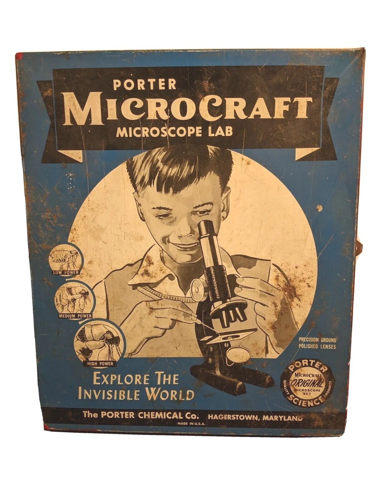 Vintage Porter MicroCraft Microscope Lab -- BOX ONLY --Science Biology ...