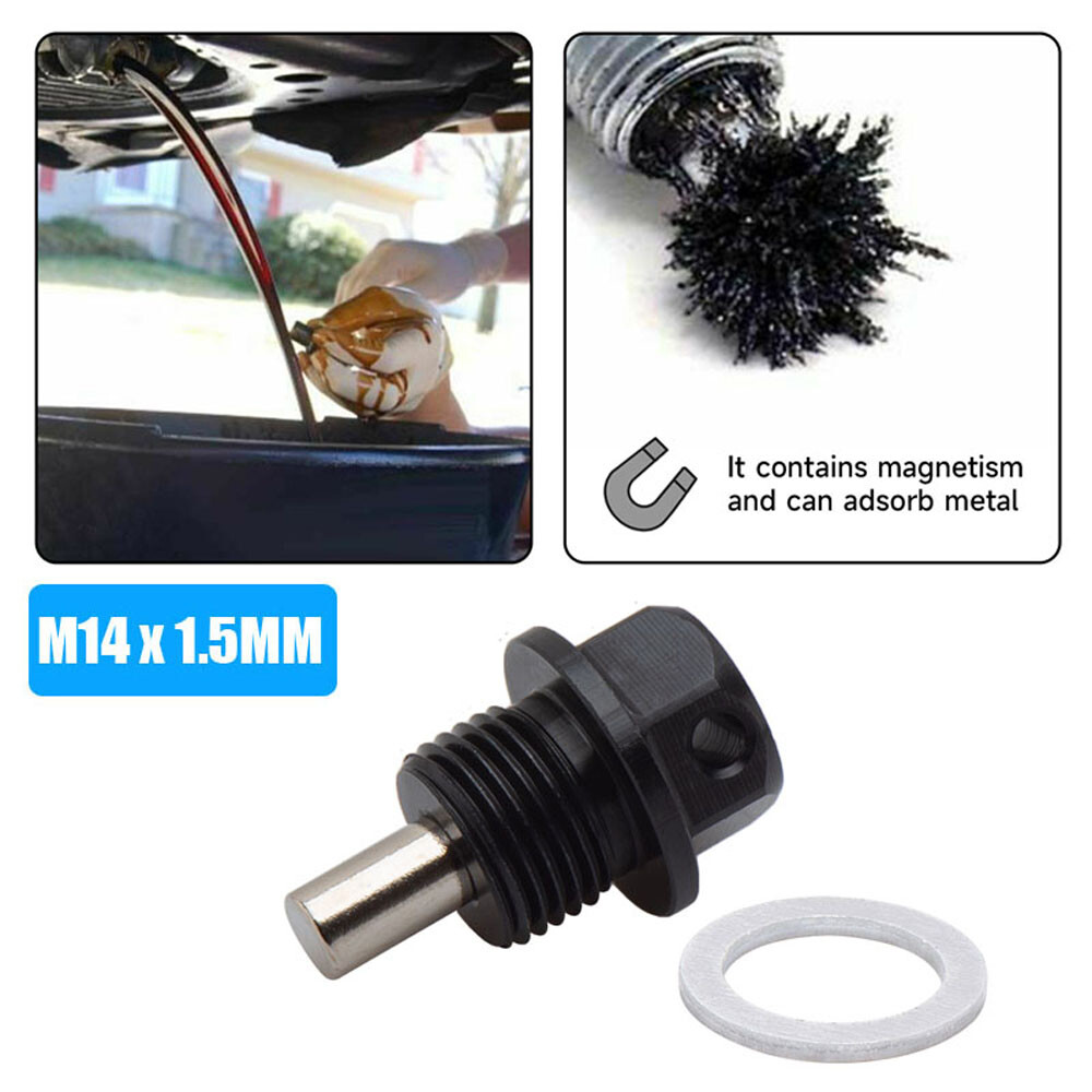 Black M14*1.5mm Magnetic Oil Drain Plug Metal Car Engine Oil Pan Plug ...