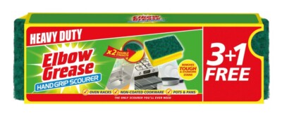 4x Elbow Grease Heavy Duty Hand Grip Stain Dishes Oven Kitchen Cleaning ...