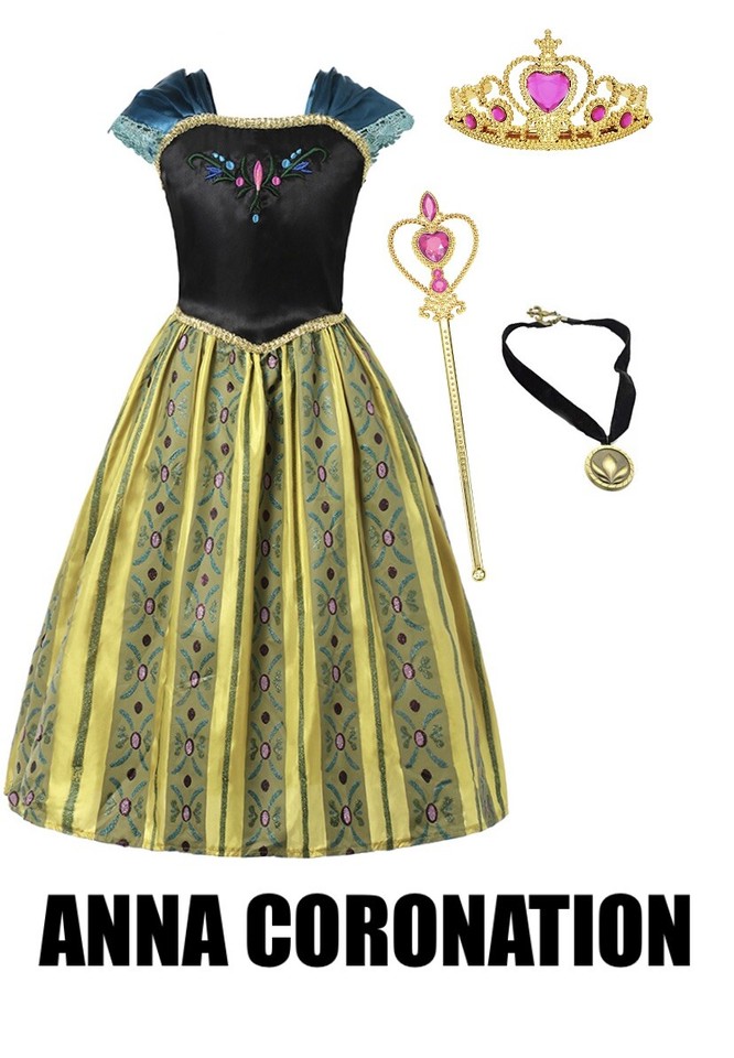 Frozen Elsa Anna Princess Queen Dress Up Set Girls Costume US Fast ...