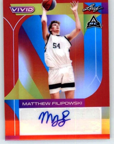2022-23 Leaf Vivid Autographs Red #BA-MF1 Matthew Filipowski RC Rookie ...