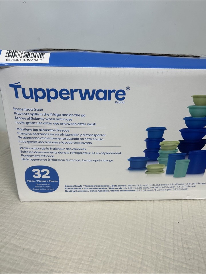 Tupperware Heritage 32-Piece Food Storage Container Blue Open Box But ...
