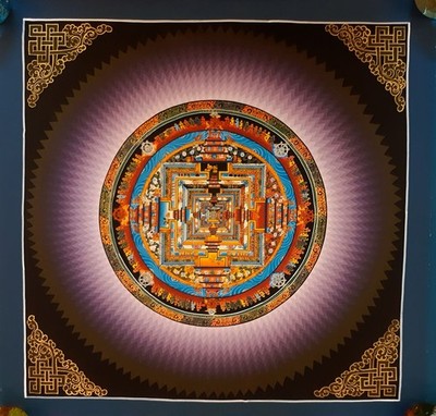 Tibetan Buddhism Ritual Kalachakra Mandala Sun Rainbow Thangka Hand ...