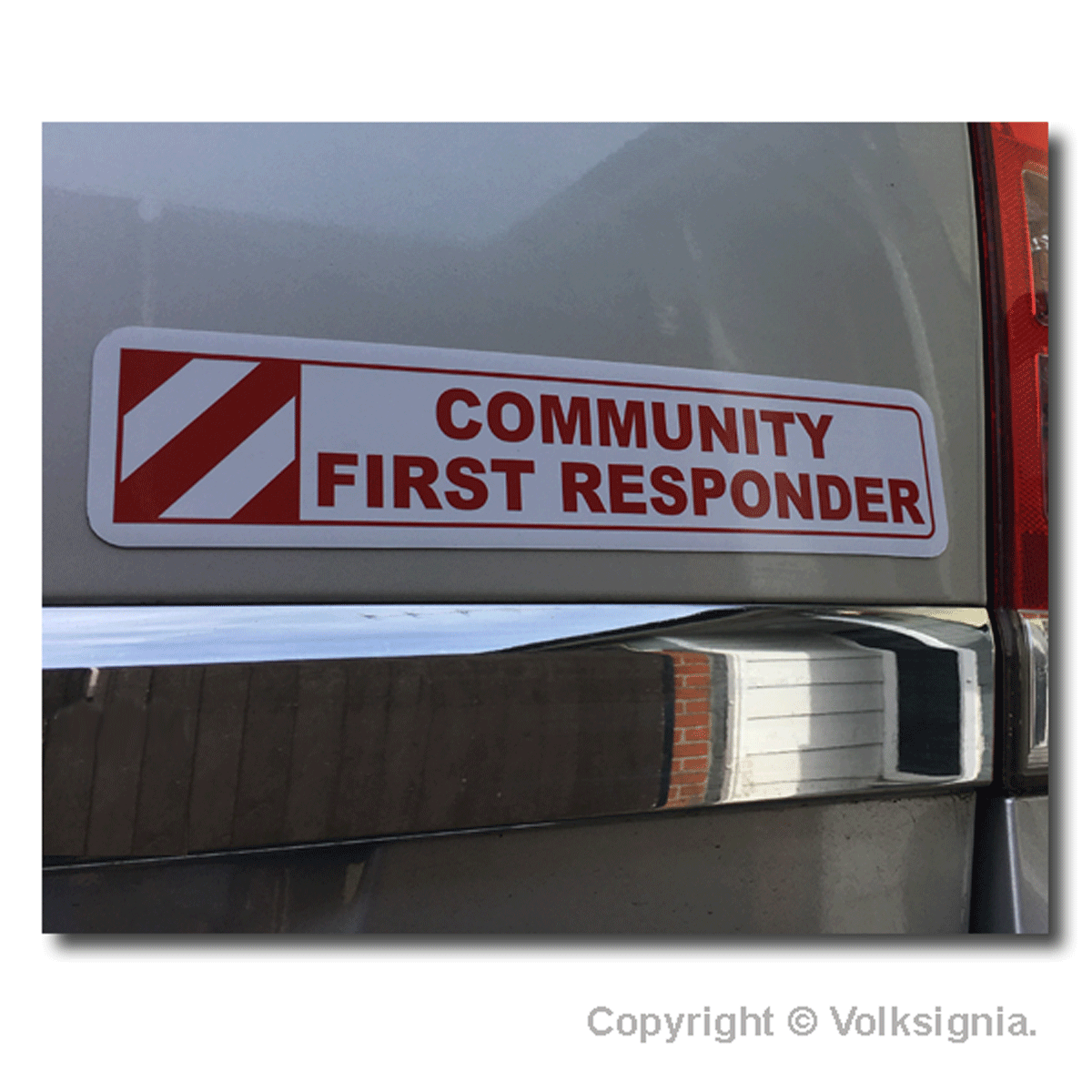 Community First Responder Sun Visor sign Green Text on White with Rear ...