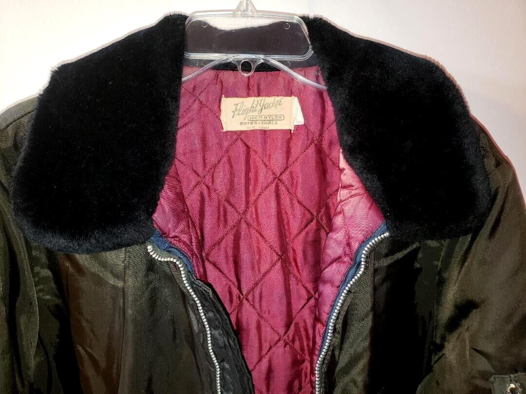 VINTAGE 40s WWII FLIGHT BOMBER JACKET BLACK AUTHENTIC… - Gem