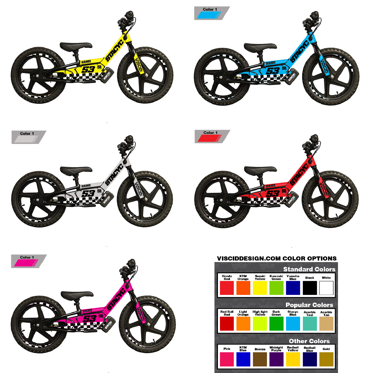 Custom Graphics Kit for STACYC Electric Bike (Checkered Series) 12e 16e ...