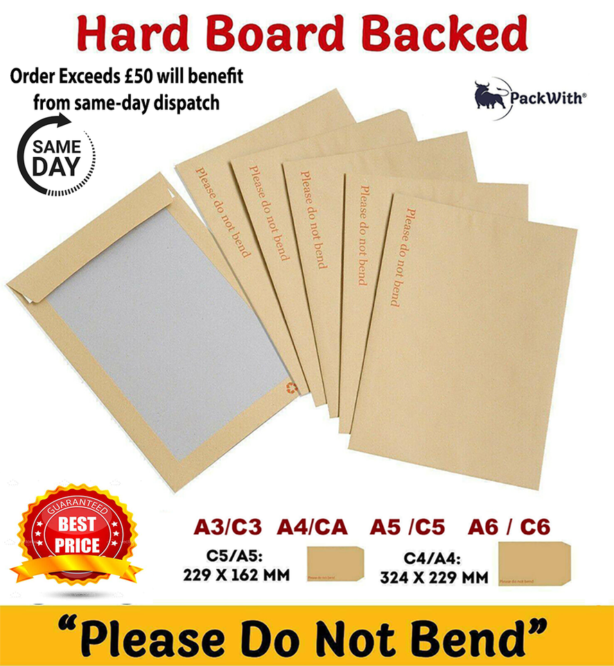 Hard Back Envelopes Please Do Not Bend Manilla Brown Envelopes A6 C6 C5 ...